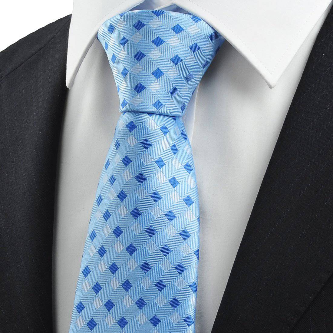 Maya-Yale-Light Blue Plaid Tie | Necktie – KissTies